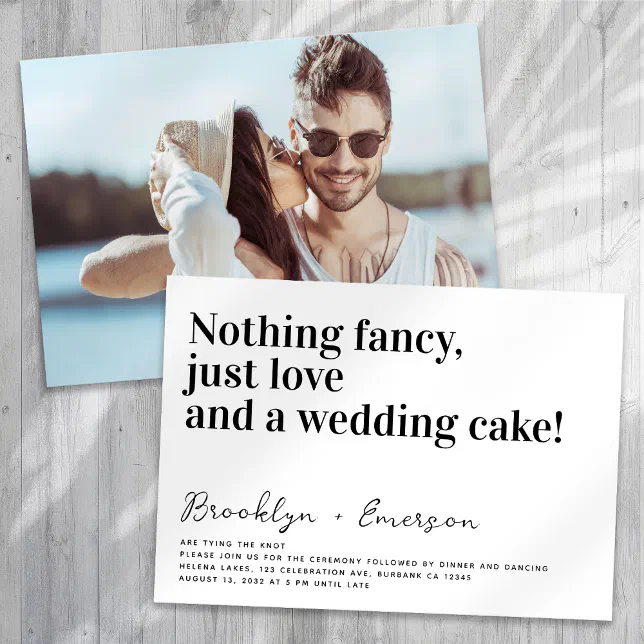 Funny Typography Nothing Fancy Photo Wedding Invitation | Zazzle