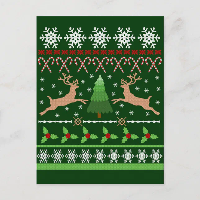 Funny Ugly Christmas Sweater Holiday Postcard | Zazzle