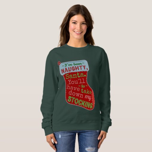 Funny Ugly Christmas Sweater Naughty Stocking Joke | Zazzle
