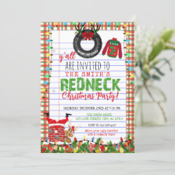 Funny Ugly Sweater Redneck Christmas Party Invitation | Zazzle