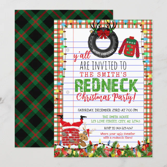 Funny Ugly Sweater Redneck Christmas Party Invitation | Zazzle