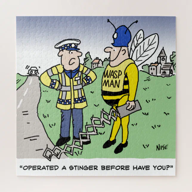 Funny UK Traffic Police Cartoon Jigsaw Puzzle | Zazzle