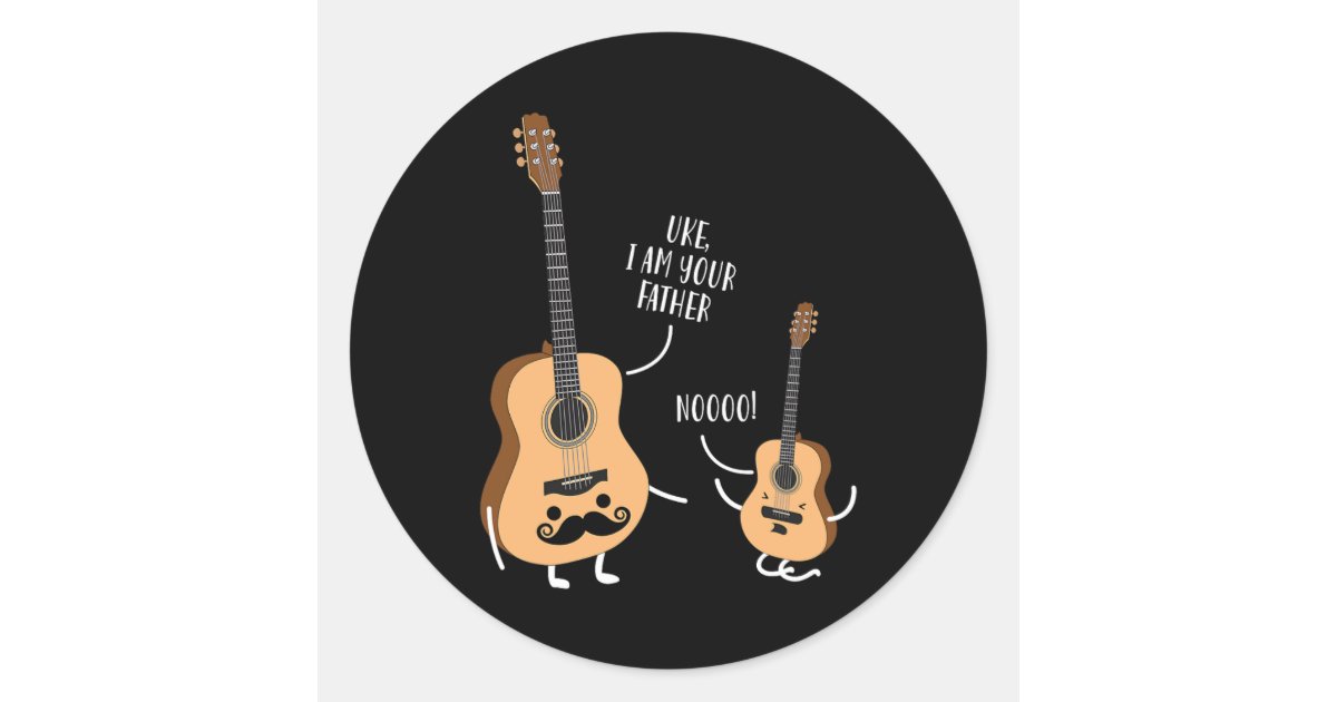 Funny Uke I Am Your Father T Shirt Ukulele Guitar Classic Round Sticker ...