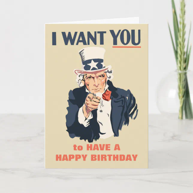 Funny Uncle Sam Patriotic Birthday Card | Zazzle