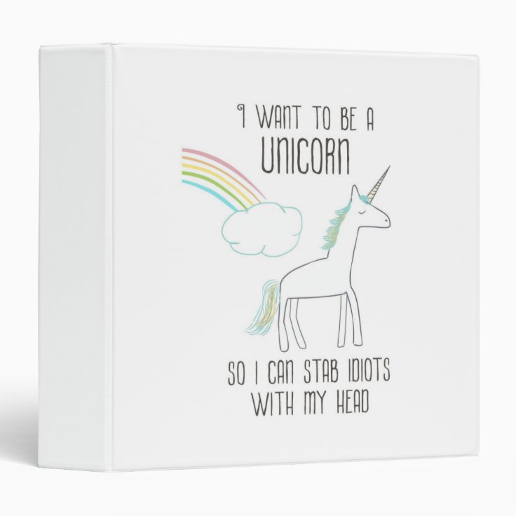 Funny Unicorn Illustration with Saying 3 Ring Binder | Zazzle