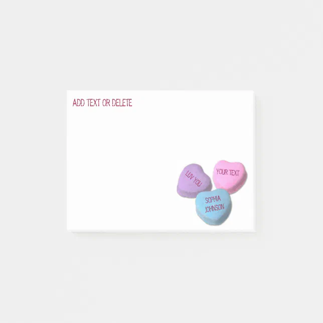 Funny Valentine Candy Heart Custom Words & Sayings Post-it Notes | Zazzle