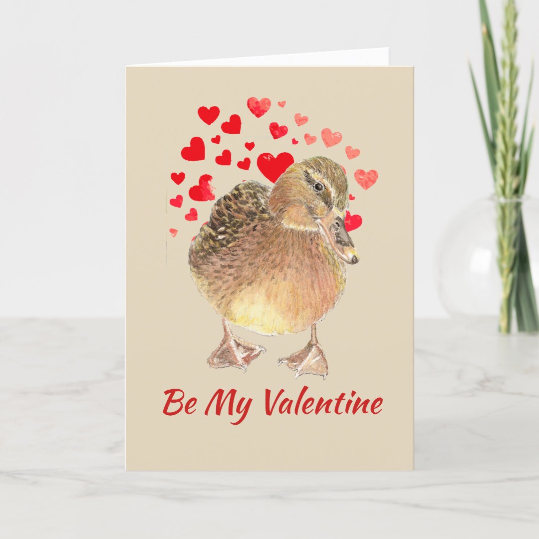 Funny Valentine Lucky Duck with Cute Duck Card | Zazzle