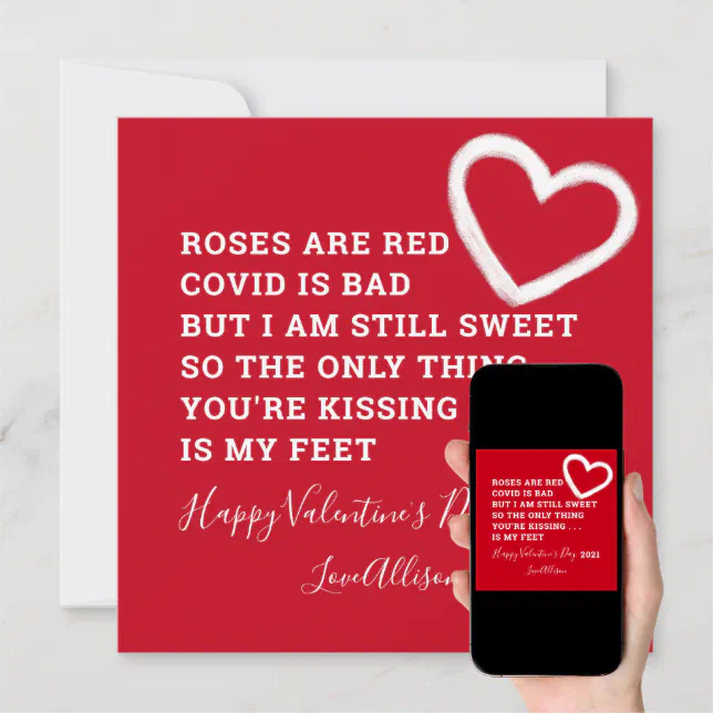 Funny Valentines Day 2021 Covid Poem Holiday Card | Zazzle