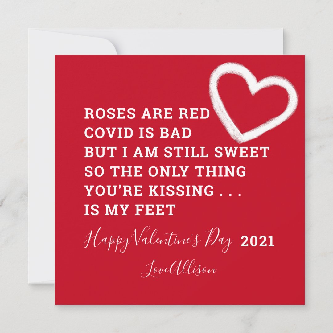 Funny Valentines Day 2021 Covid Poem Holiday Card | Zazzle