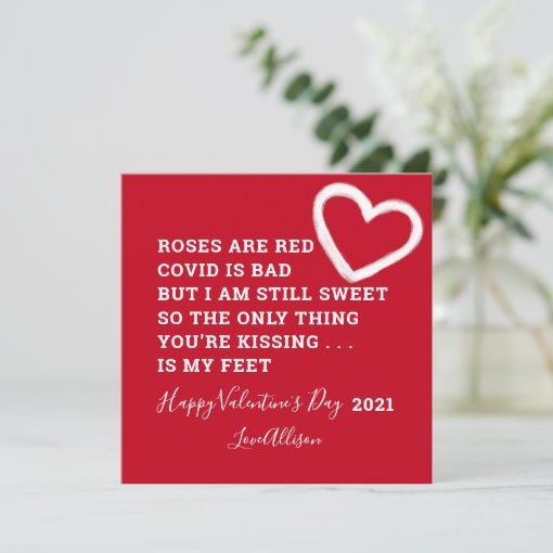 Funny Valentines Day 2021 Covid Poem Holiday Card | Zazzle