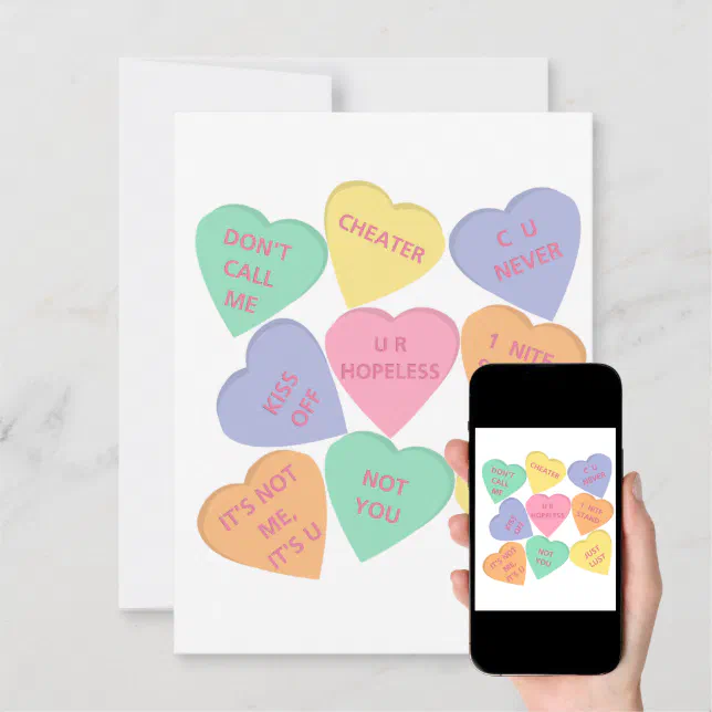 Funny Valentine's Day conversation hearts Holiday Card | Zazzle