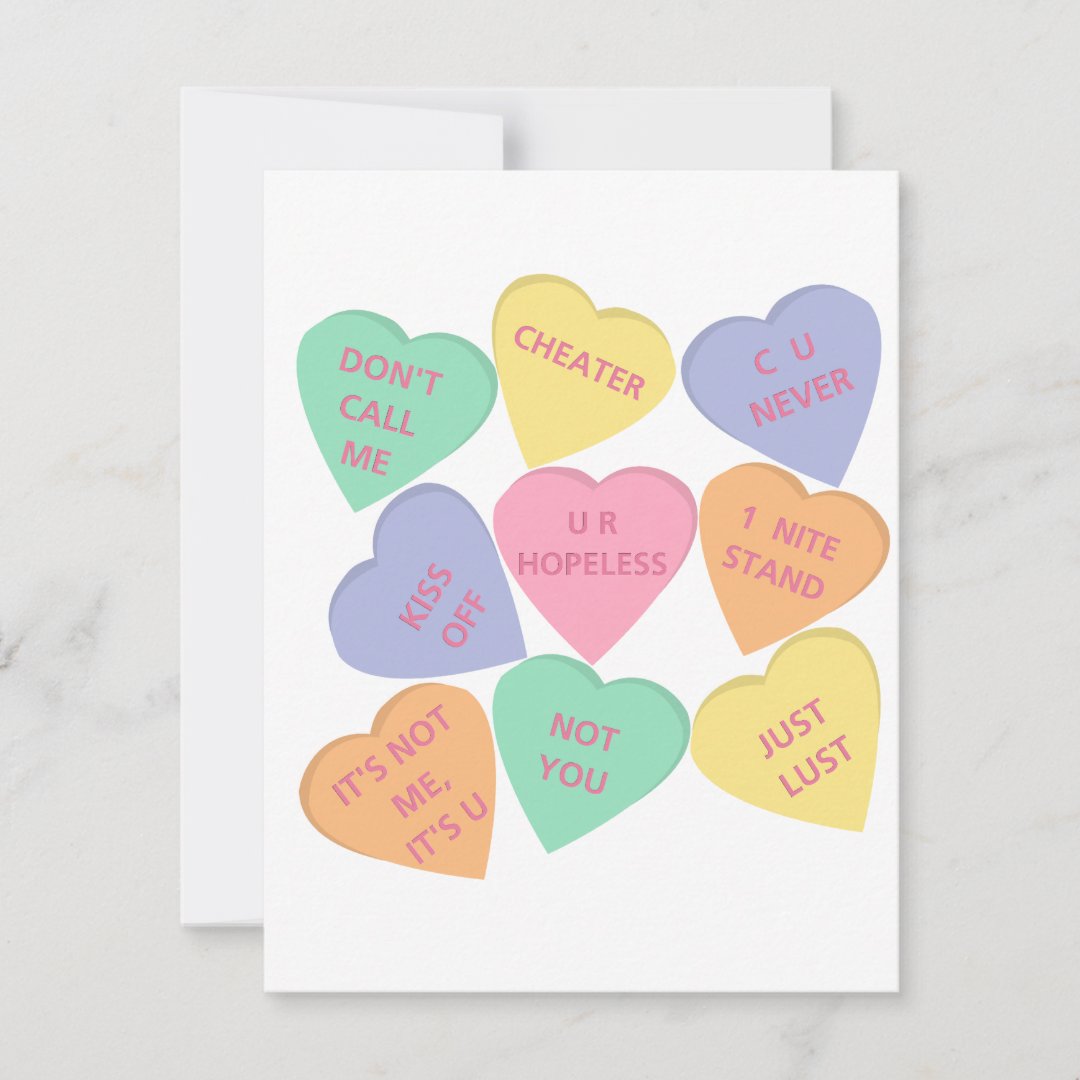 Funny Valentine's Day conversation hearts Holiday Card | Zazzle