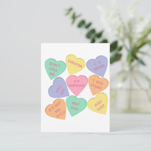 Funny Valentine's Day conversation hearts Holiday Card | Zazzle