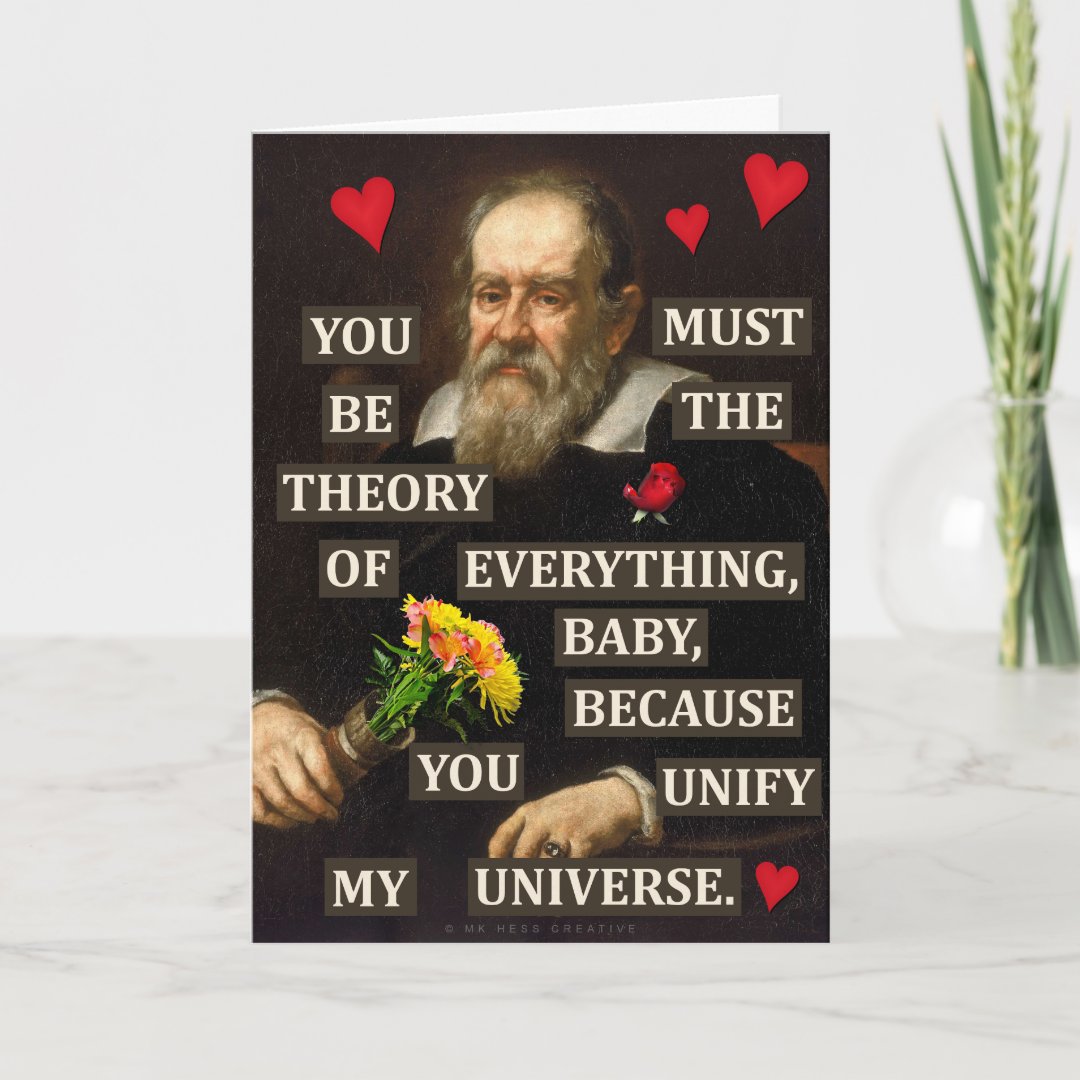 Funny Valentine's Day Galileo Physics Geek Love Holiday Card | Zazzle