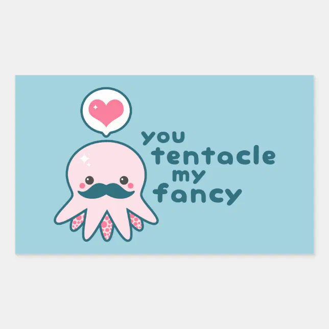 Funny Valentine's Day Octopus Rectangular Sticker | Zazzle
