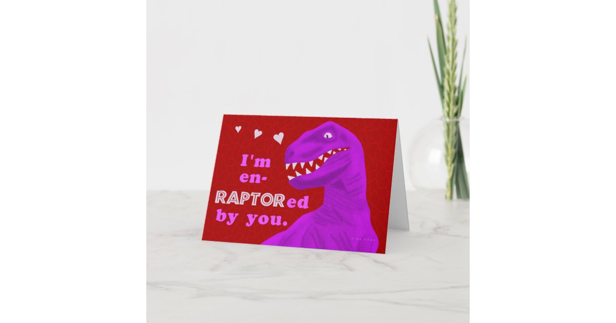 Funny Valentine's Day Raptor Dinosaur Pun Holiday Card | Zazzle