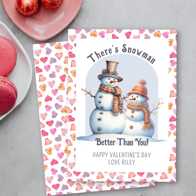 Funny Valentine's Day Snowman Better Than You Cute Holiday Card | Zazzle