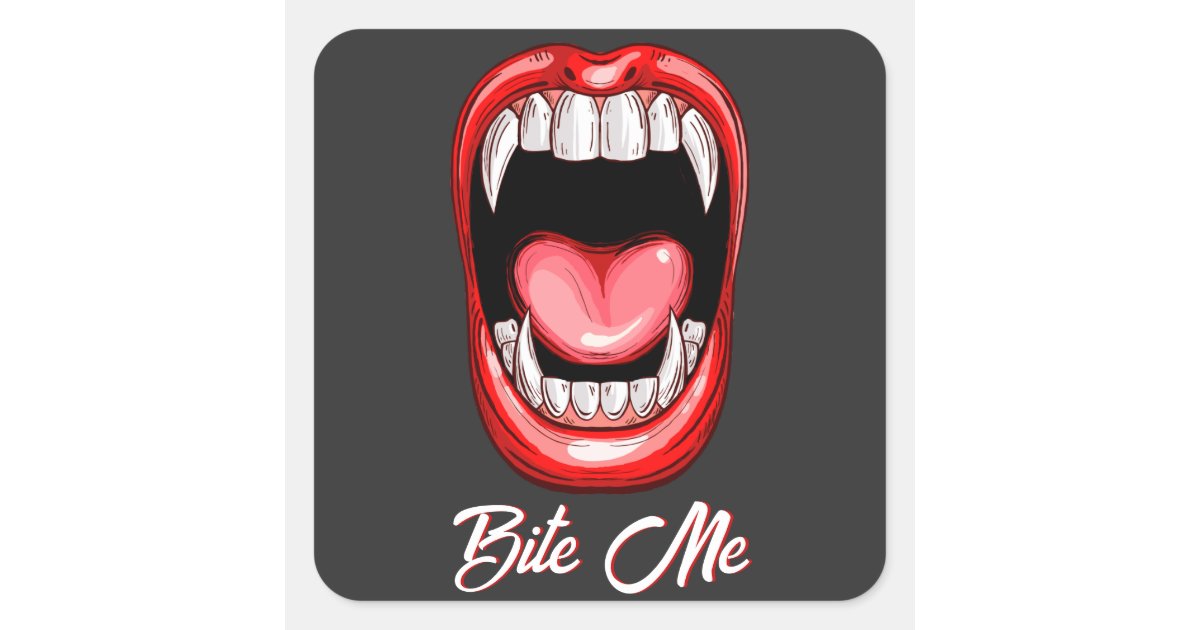 Funny Vampire Bite Halloween Square Sticker | Zazzle