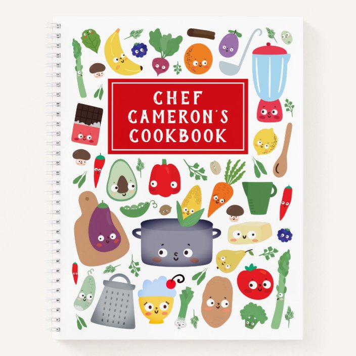 Funny Vegetable Fruit Faces Chef Kids Cookbook Notebook | Zazzle.com