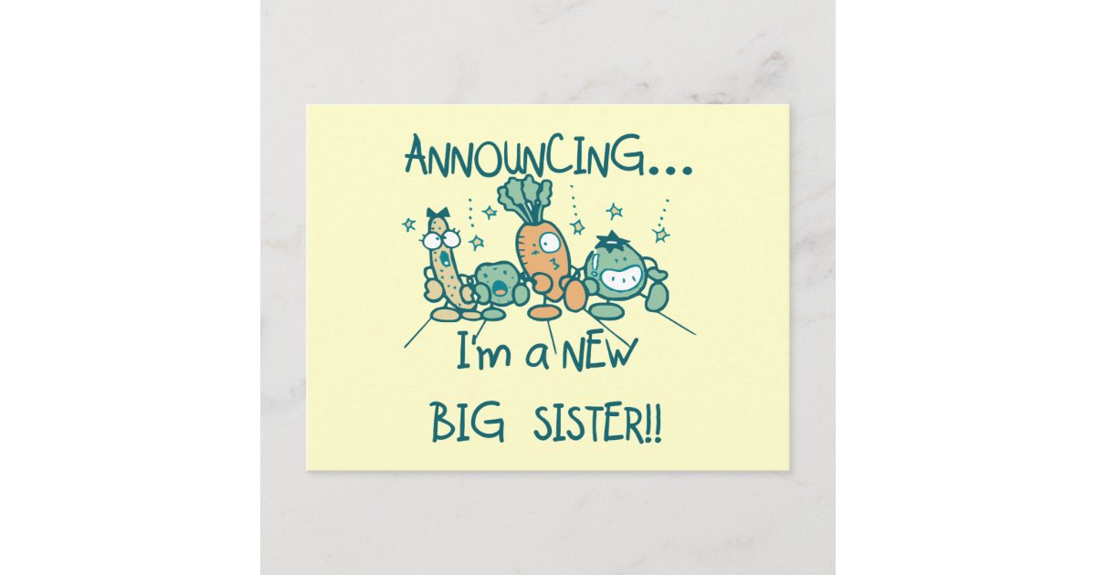 Funny Veggies New Big Sister Postcard Zazzle