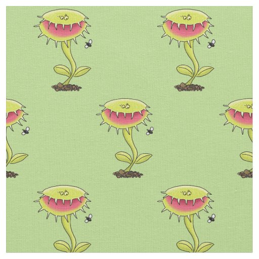 Funny Venus fly trap cartoon illustration Fabric | Zazzle