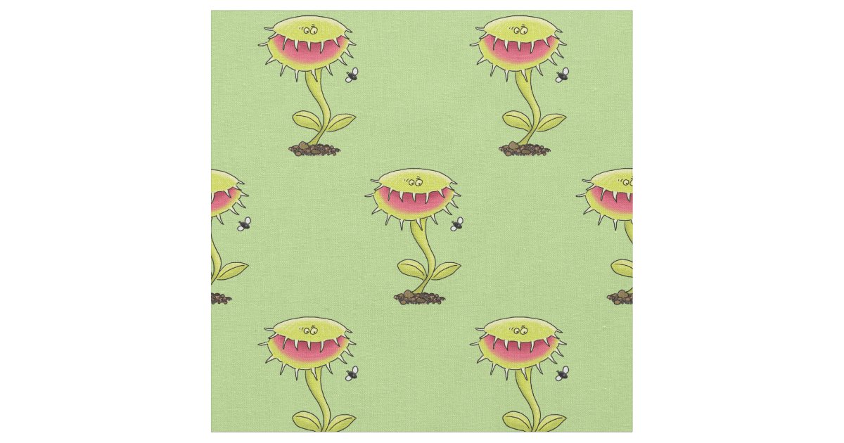 Funny Venus fly trap cartoon illustration Fabric | Zazzle