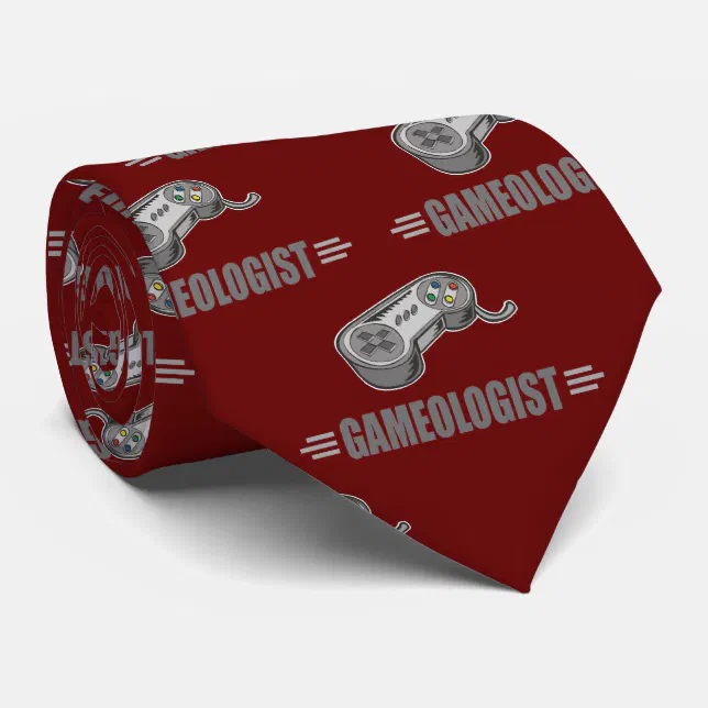 Funny Video Gamer Gameologist Controller Red Neck Tie | Zazzle