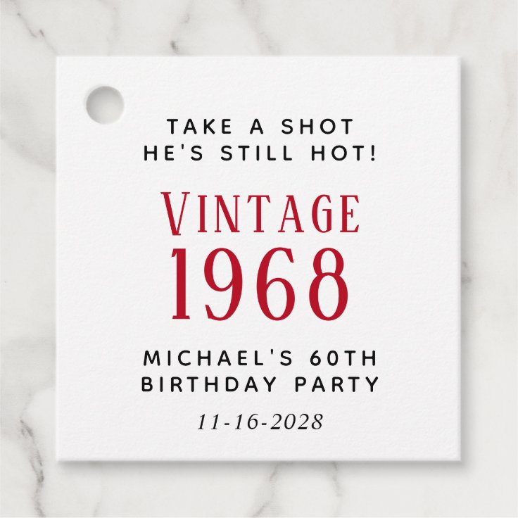 Funny Vintage 60th Birthday Party Favor Tags | Zazzle
