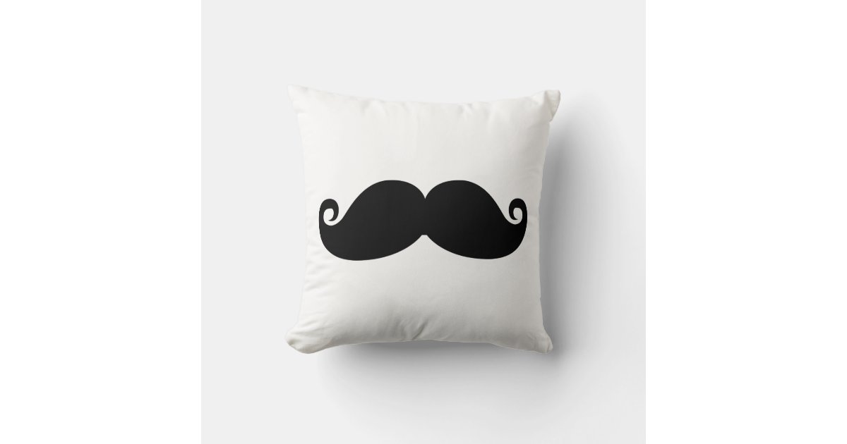 Funny Vintage Black Mustache Throw Pillow | Zazzle