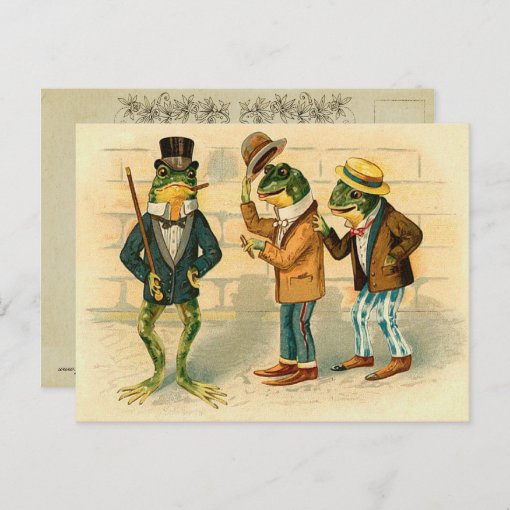 Funny Vintage Frogs Postcard | Zazzle