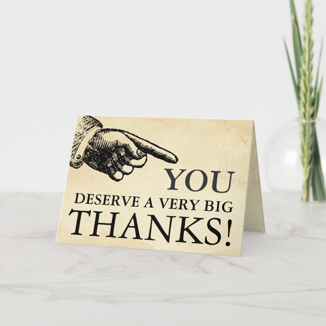 Funny Vintage Hand Custom Message Thank You | Zazzle