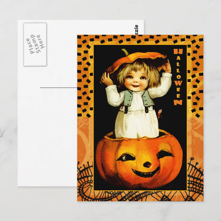Funny Vintage Kid Halloween Postcards | Zazzle