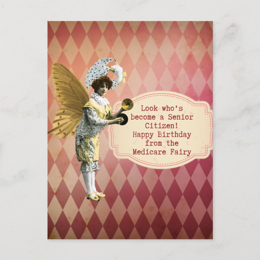 Funny Vintage Medicare Senior Birthday Postcard | Zazzle