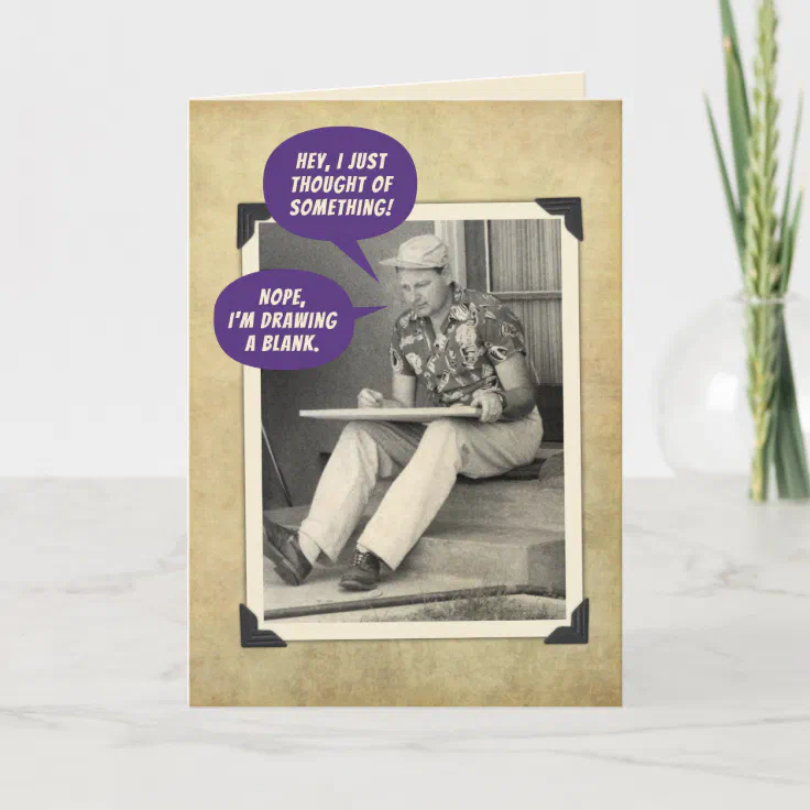 Funny Vintage Photo– Drawing a Blank Forgetfulness Card | Zazzle