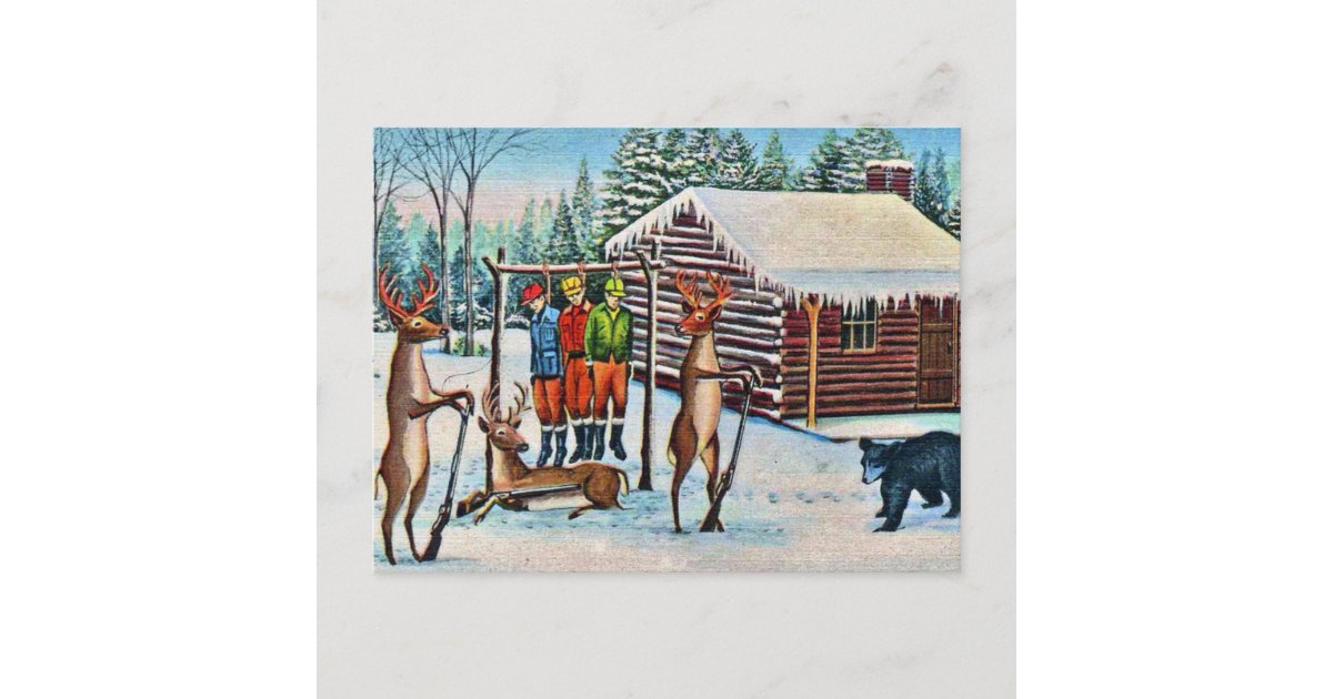 Funny Vintage Postcard Deer Hunting Season | Zazzle