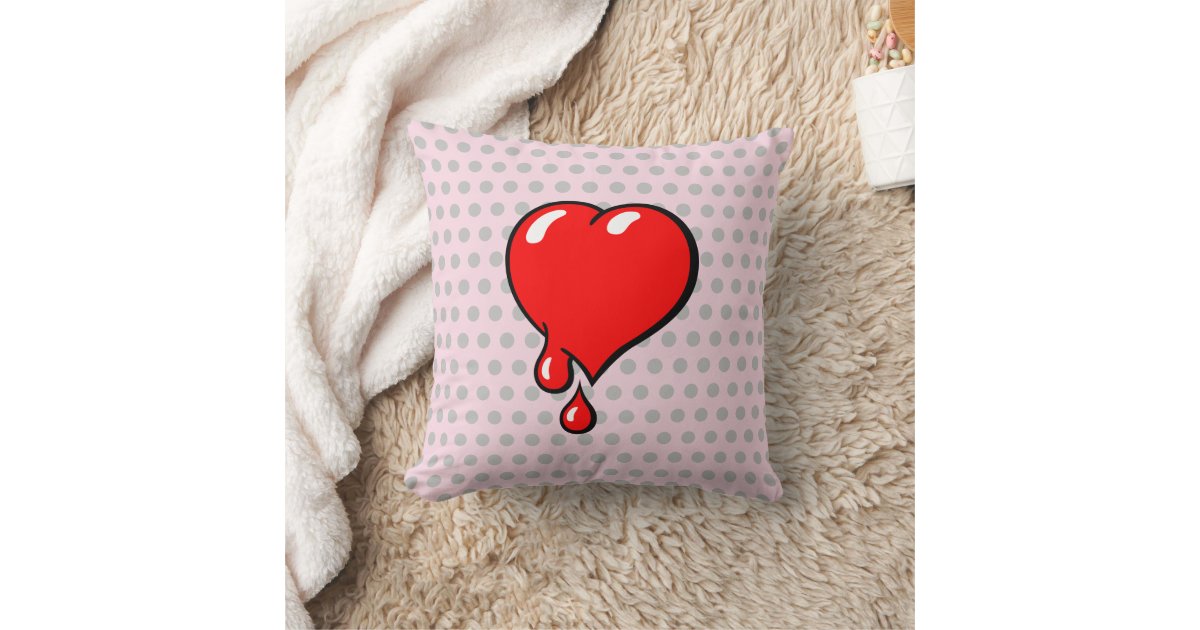 Funny Vintage Red Bleeding Heart Liberal Pop Art Throw Pillow | Zazzle