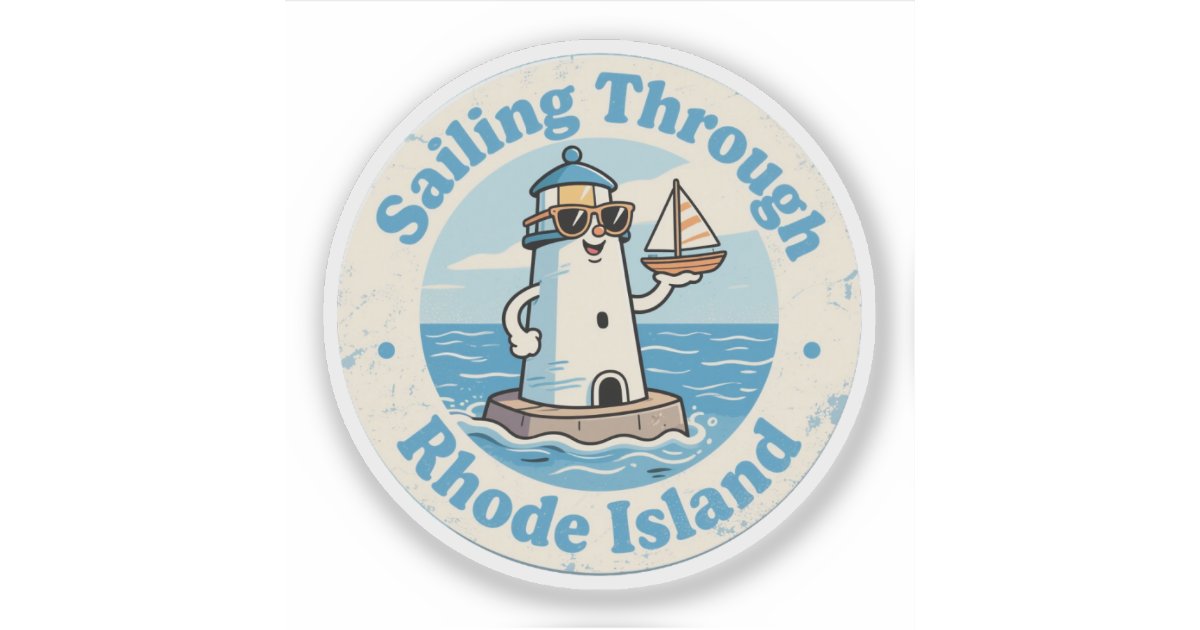 Funny Vintage Rhode Island Lighthouse Sailboat Sticker | Zazzle
