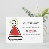 Funny Virtual Christmas Party Red Santa Hat Invitation | Zazzle