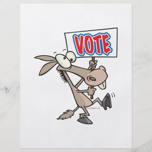 funny vote democrat donkey cartoon 8.5" x 11" flyer | Zazzle