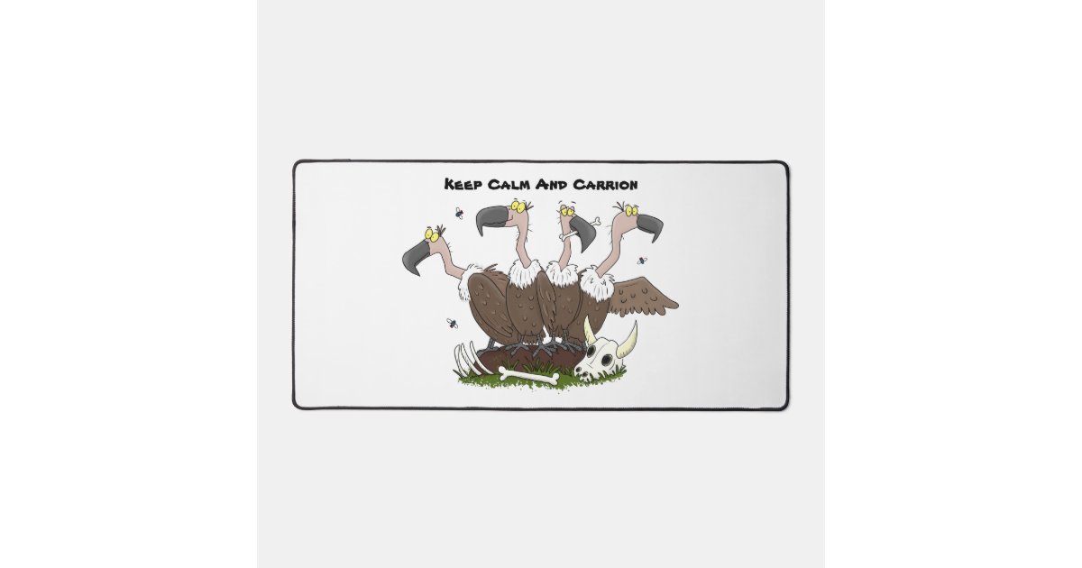 Funny vultures humour cartoon desk mat | Zazzle
