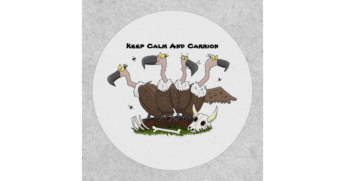 Funny vultures humour cartoon patch | Zazzle
