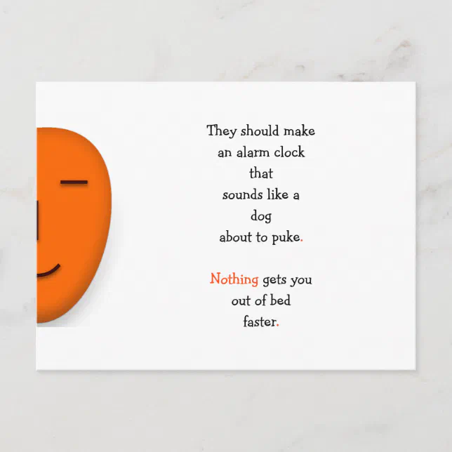 Funny Wake Up Dog Puke Alarm Clock Joke Humor LOL Postcard | Zazzle