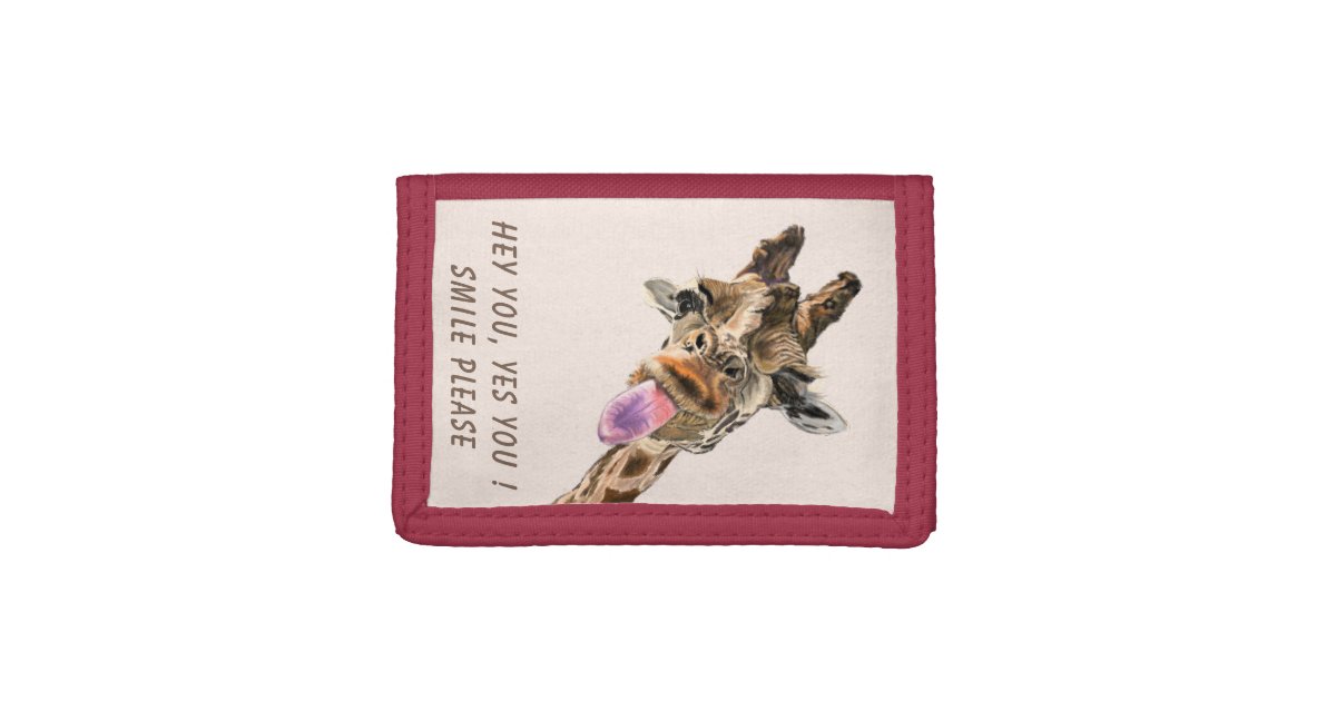 Funny Wallet with Playful Giraffe - Custom Text | Zazzle