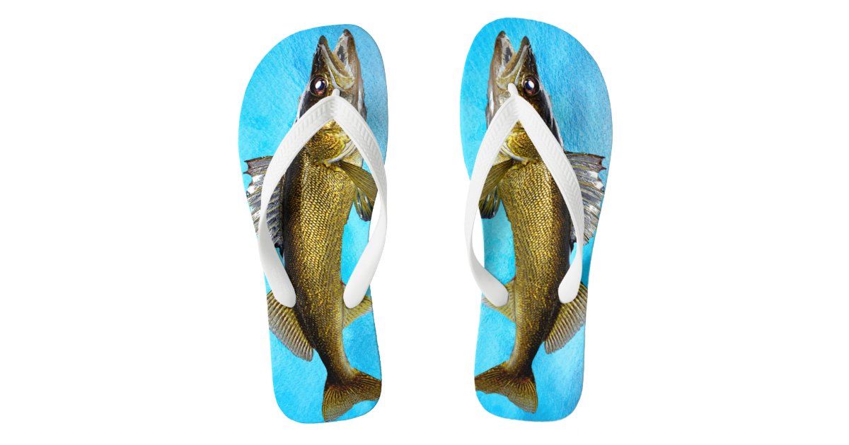 Funny Walleye Pike for the Fisher Flip Flops | Zazzle