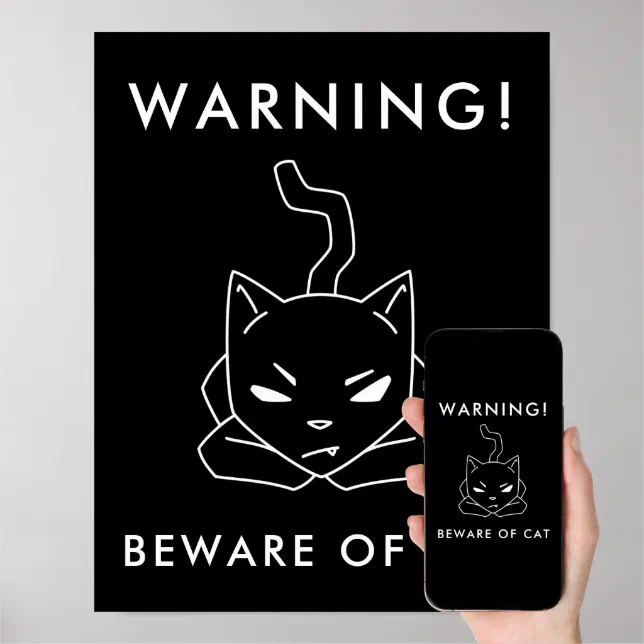 Funny Warning Cat | Beware of Angry Cat Poster | Zazzle