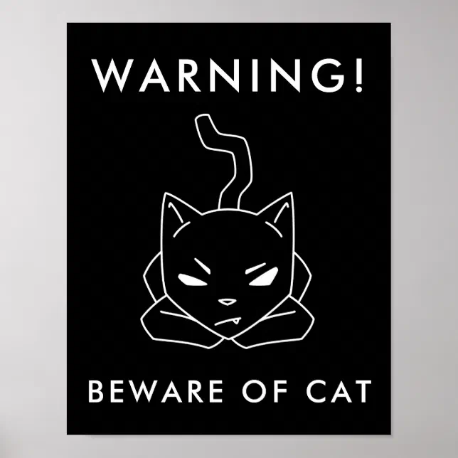 Funny Warning Cat | Beware of Angry Cat Poster | Zazzle