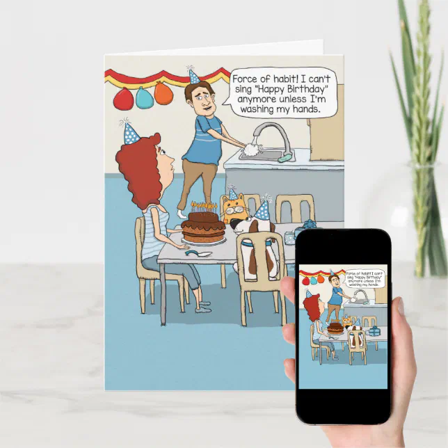 Funny Washing Hands Singing Happy Birthday Card | Zazzle