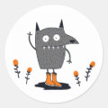 Funny Waving Monster Classic Round Sticker | Zazzle