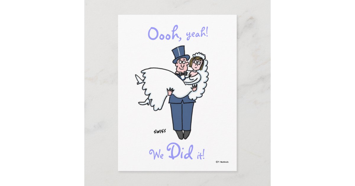 Funny We Did It Cartoon Elopement Announcement | Zazzle