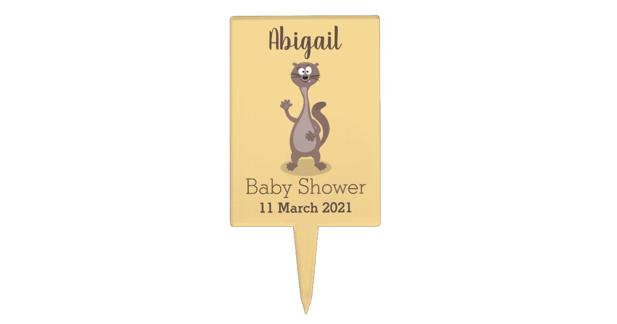 Funny weasel cartoon illustration cake topper | Zazzle